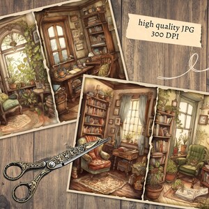 Cozy Reading Nook Junk Journal Pages, Digital Book Ephemera, Printable ...