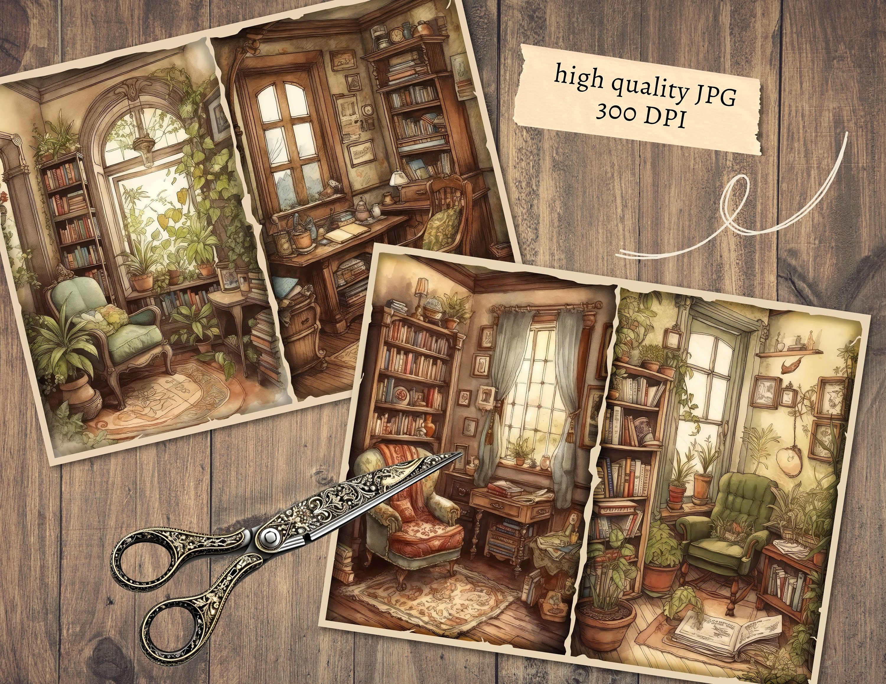 Cozy Reading Nook Junk Journal Pages, Digital Book Ephemera, Printable ...