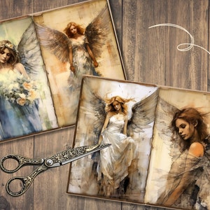 Vintage Angel Junk Journal Pages, Digital Scrapbook Paper Kit, Heavenly ...