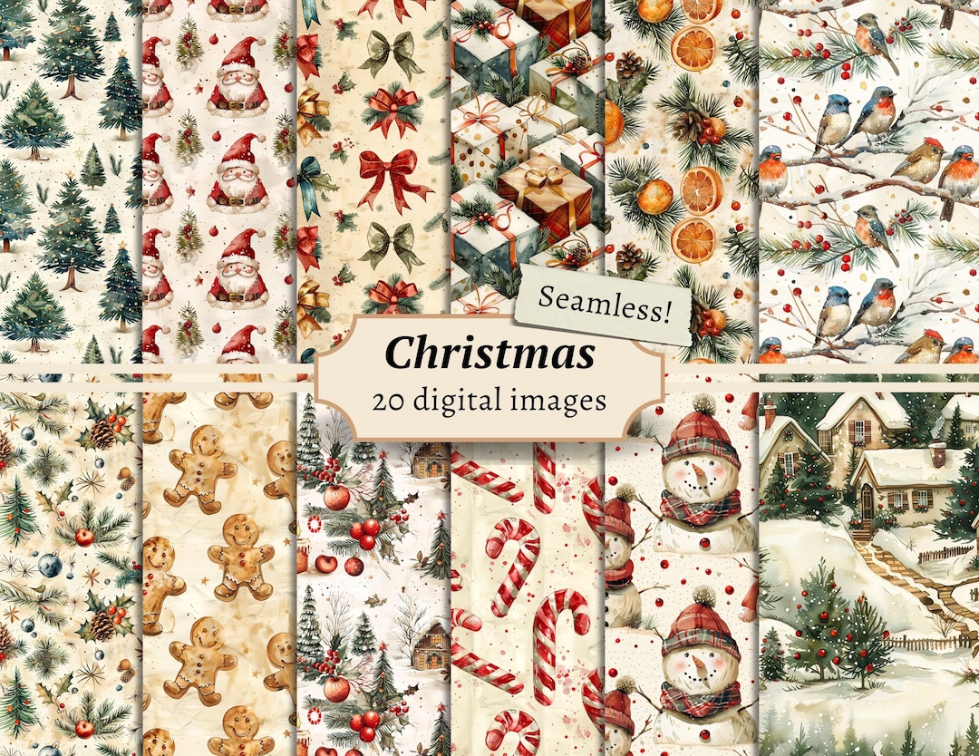 Christmas Digital Papers, Scrapbook Backgrounds, Winter Holidays ...
