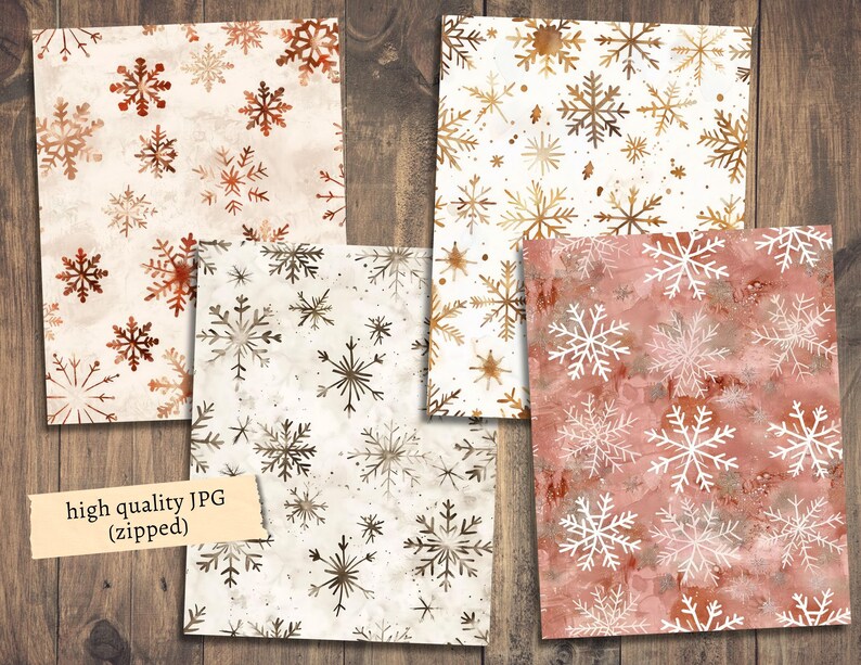 Snowflakes Digital Papers, Winter Snow Scrapbook Kit, Christmas ...