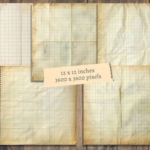 Vintage Graph Paper Digital, Distressed Junk Journal Pages, Scrapbook ...