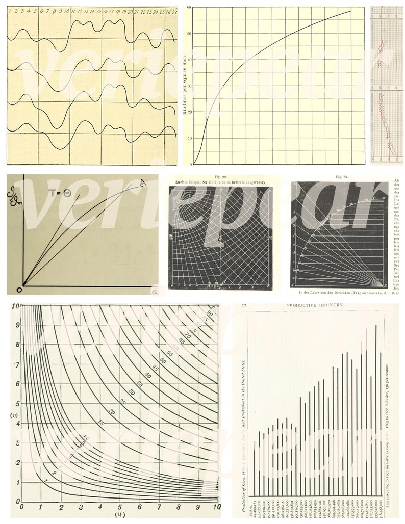 Vintage Graph & Diagram Ephemera 30 Pc Printable Junk - Etsy