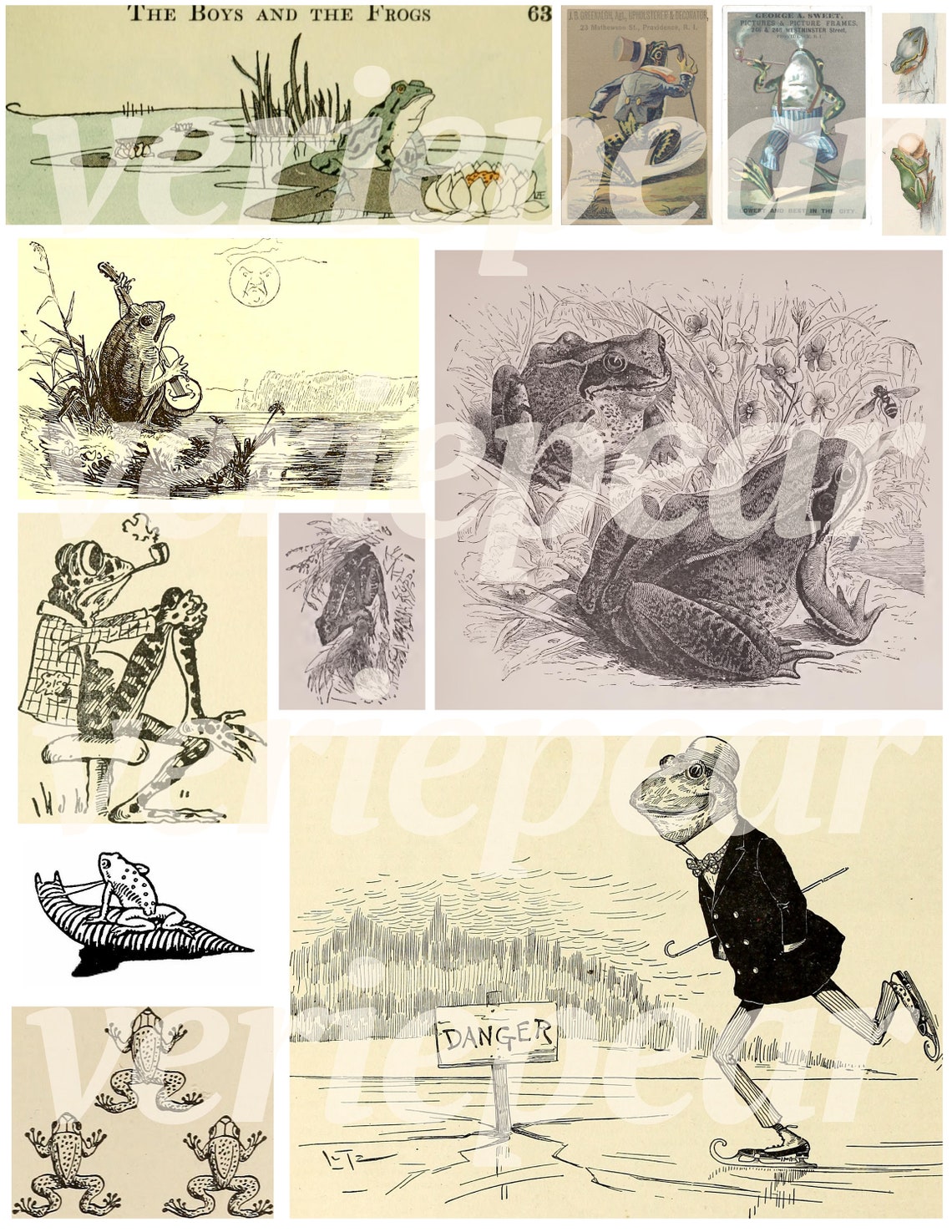 Vintage Frog Ephemera Kit | 40+ Pc | Toad Junk Journal Paper, Trade ...