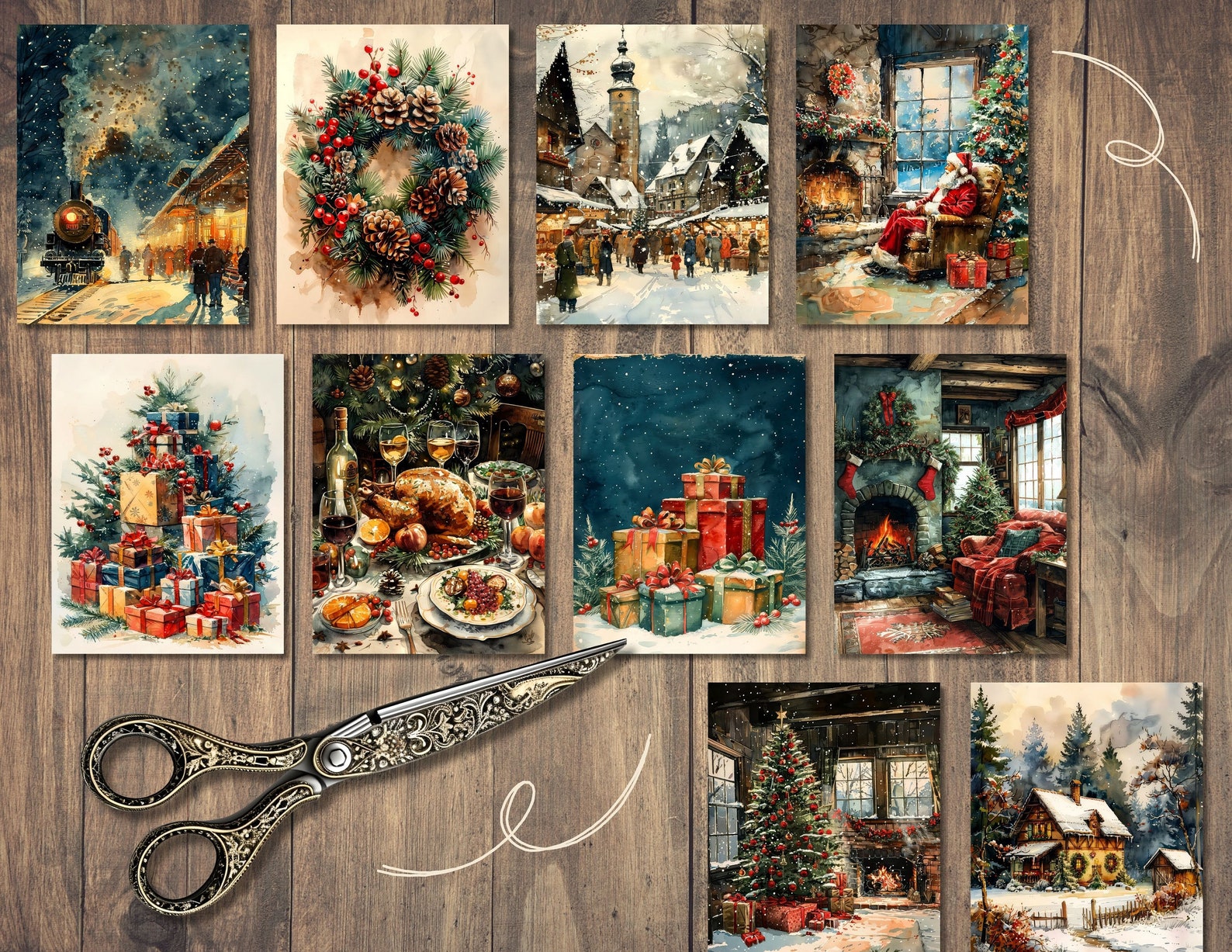 Christmas Junk Journal Pages, Digital Scrapbook Paper Kit, Holiday ...