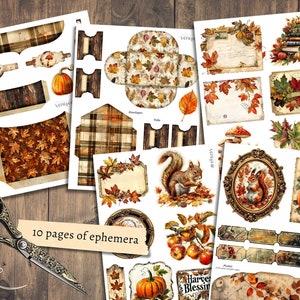 Autumn Junk Journal Kit, Digital Scrapbook Paper, Fall Printable ...