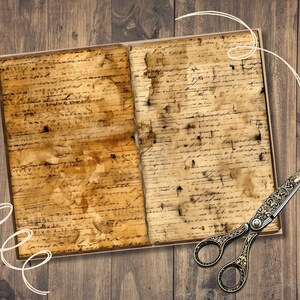 Old Handwriting Junk Journal Pages, Digital Scrapbook Paper Kit ...