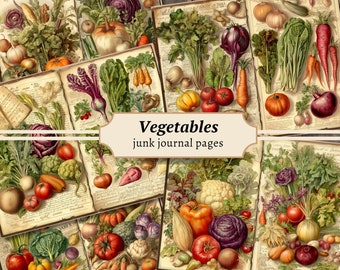 Vegetable Junk Journal Pages Digital Scrapbook Paper Cooking Printable ...