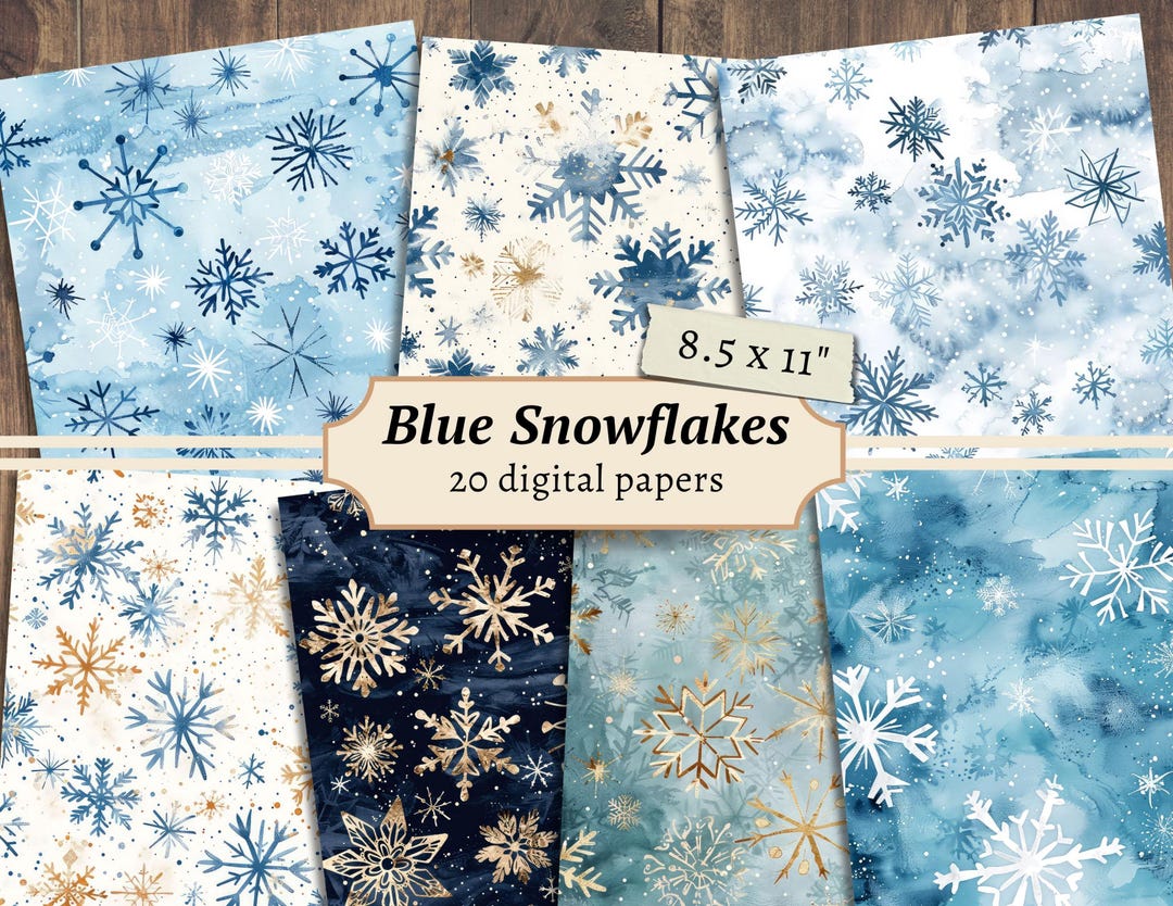 Snowflakes Digital Papers, Winter Snow Scrapbook Kit, Christmas ...