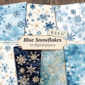 Snowflakes Digital Papers, Winter Snow Scrapbook Kit, Christmas ...