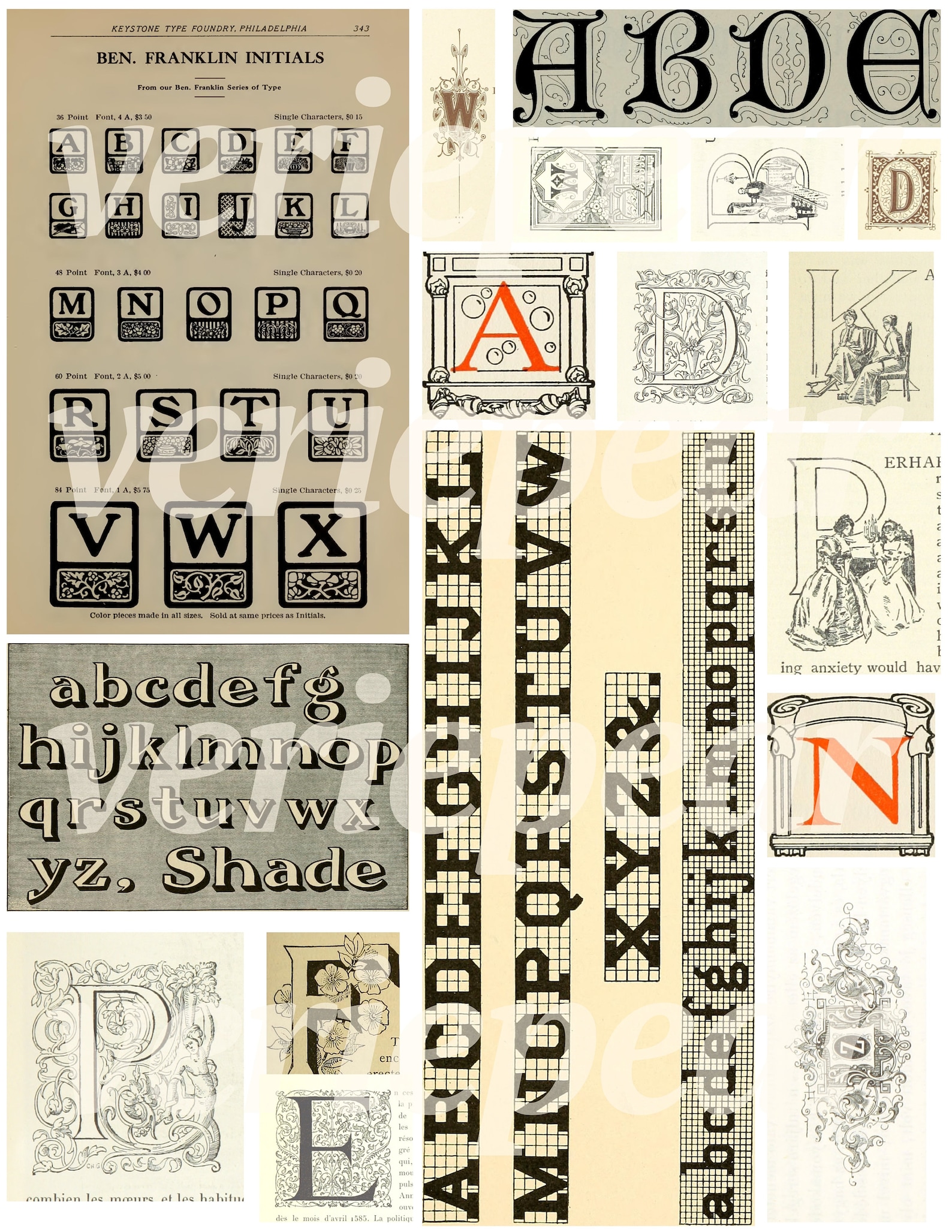 Vintage Letter & Number Printable Ephemera 100 Pc Digital - Etsy
