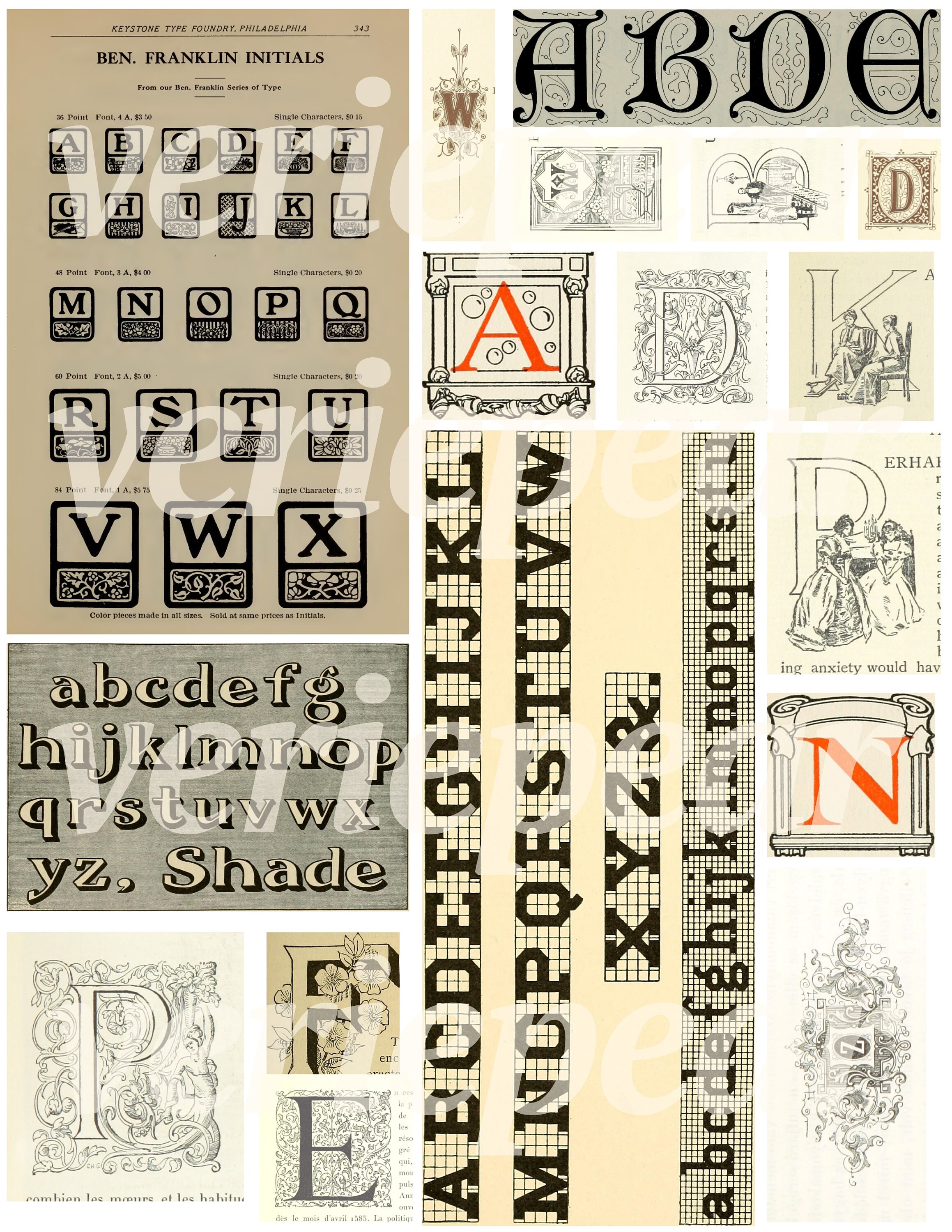Vintage Letter & Number Printable Ephemera 100 Pc Digital - Etsy