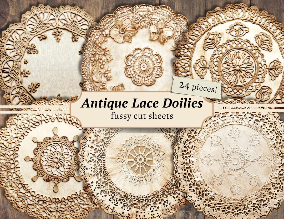 Antique Lace Doilies Fussy Cuts, Digital Ephemera, Vintage Printable ...