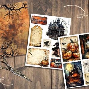 Halloween Add on Junk Journal Kit, Digital Scrapbook Paper, Creepy ...
