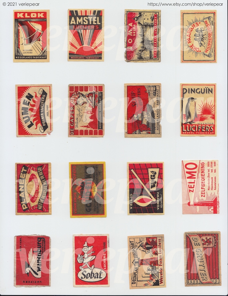 Vintage Matchbox Labels 48x Red Printable Ephemera Match - Etsy