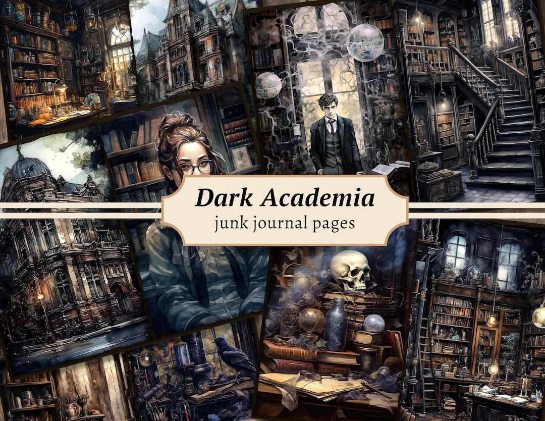 Dark Academia Junk Journal Pages, Digital Scrapbook Paper Kit, Gothic ...