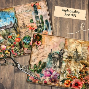 Mexican Fiesta Junk Journal Pages, Digital Scrapbook Paper, Mexico ...