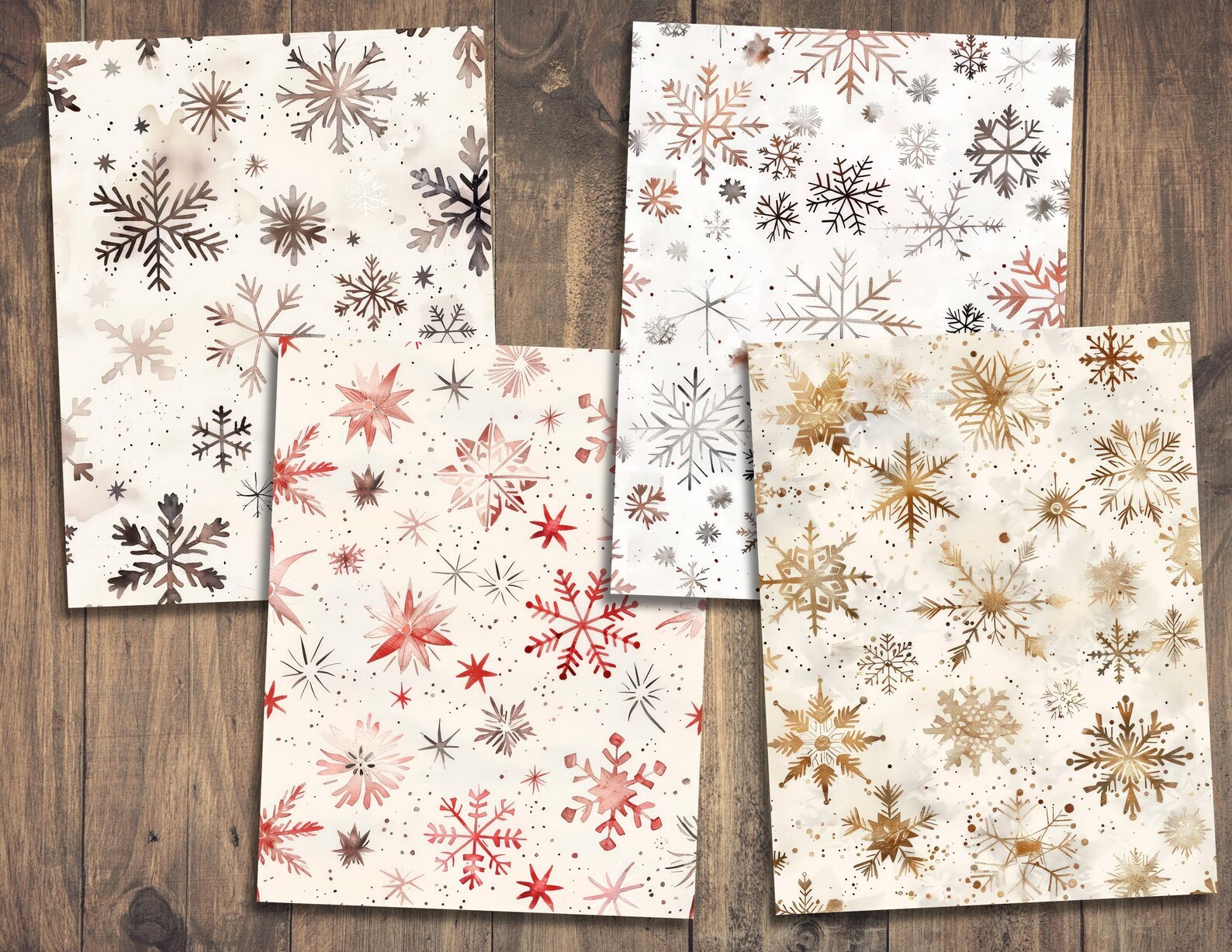 Snowflakes Digital Papers, Winter Snow Scrapbook Kit, Christmas ...