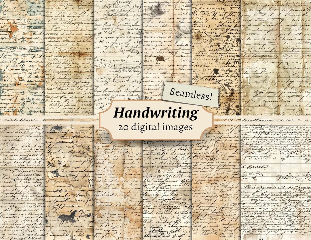 Handwriting Digital Papers, Scrapbook Backgrounds, Handwritten Letters ...