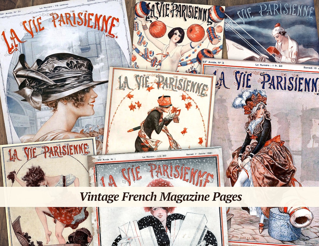 Vintage French Magazine Pages | 7 Pc | France Junk Journal Kit ...