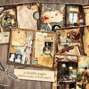Detective Junk Journal Kit, Digital Scrapbook Paper, Mystery Case File ...