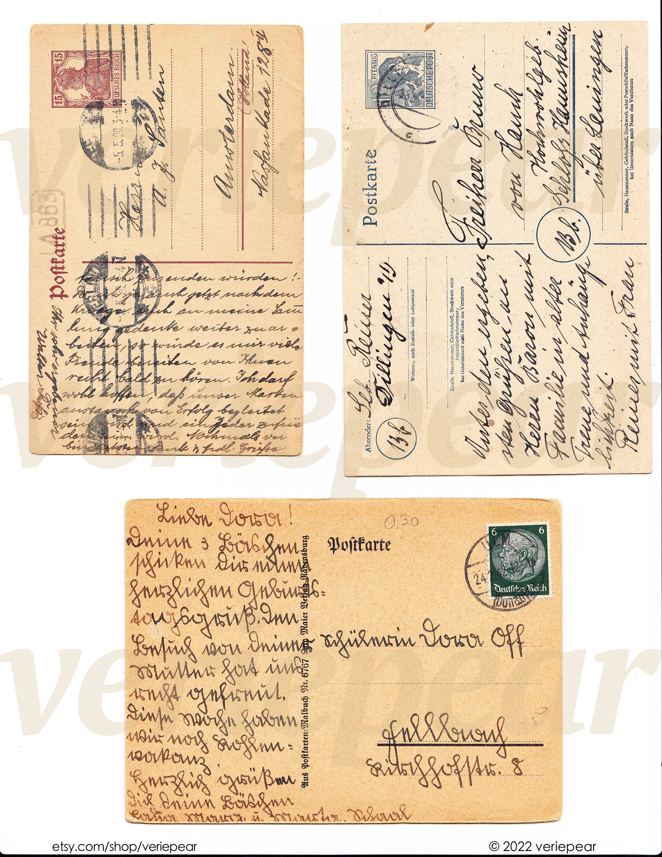 Vintage Handwritten Postcards Digikit 15 Printable Letters - Etsy