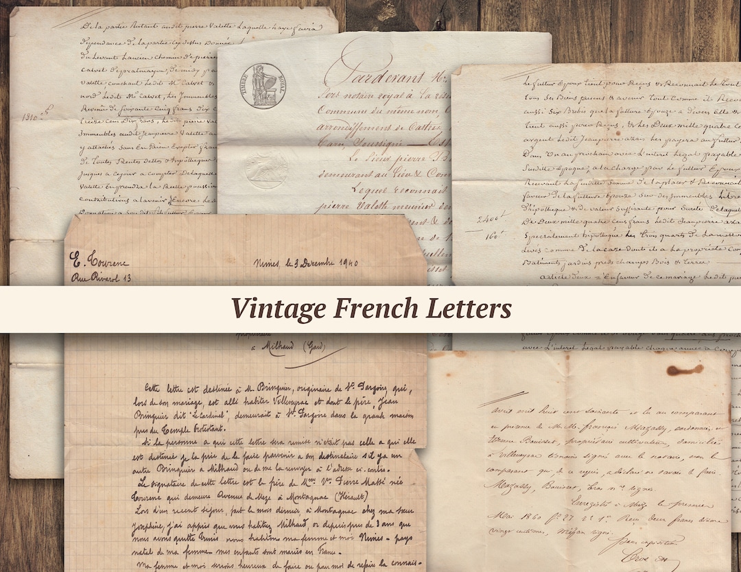 Vintage French Letters | Printable Junk Journal Supplies, Digital ...