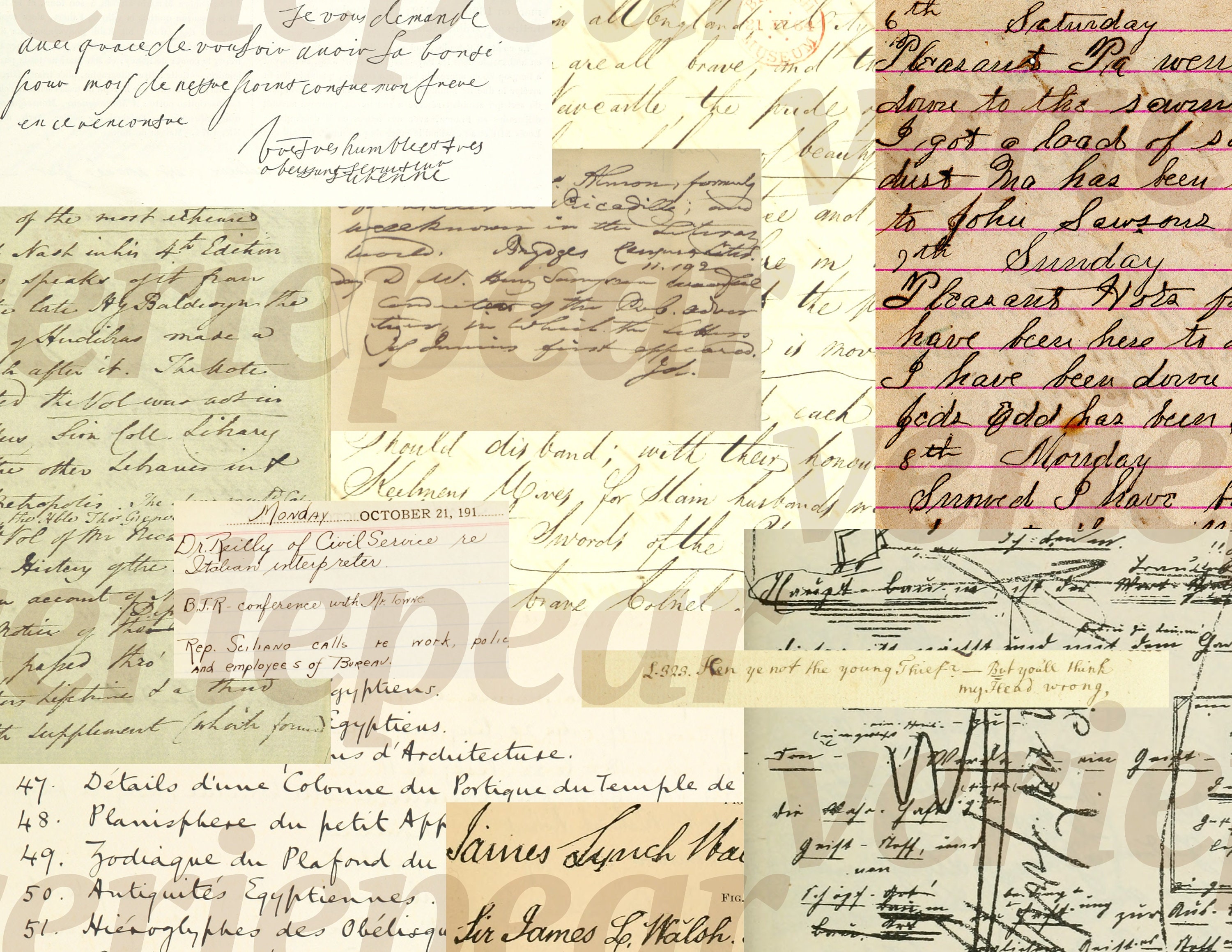 Old Handwritten Notes Printable Ephemera Vintage Letters | Etsy UK