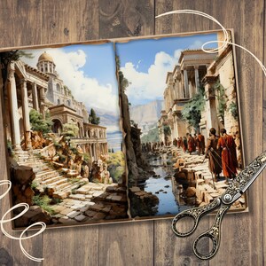 Ancient Greek Junk Journal Pages, Digital Scrapbook Paper Kit, Greece ...