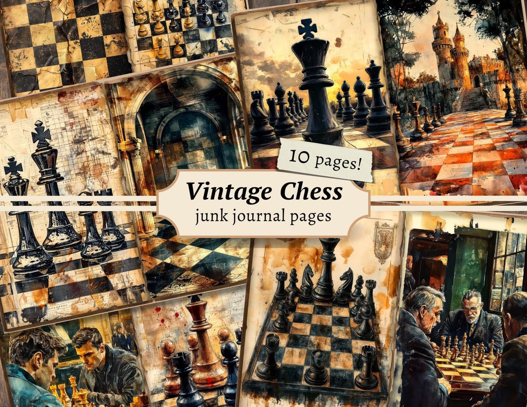 Vintage Chess Junk Journal Pages, Digital Scrapbook, Dark Academia ...