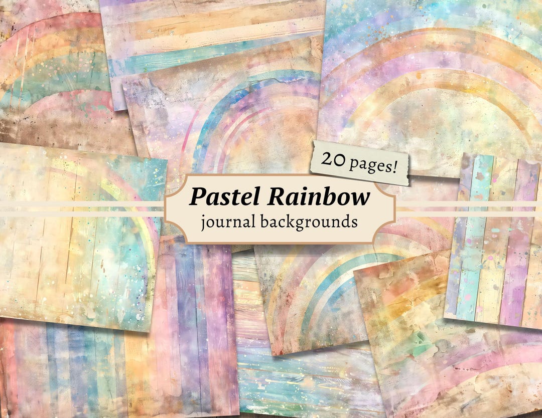 Pastel Rainbow Backgrounds, Pastel Junk Journal Pages, Digital ...