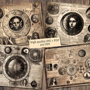 Mystic & Occult Backgrounds, Digital Junk Journal Pages, Printable ...