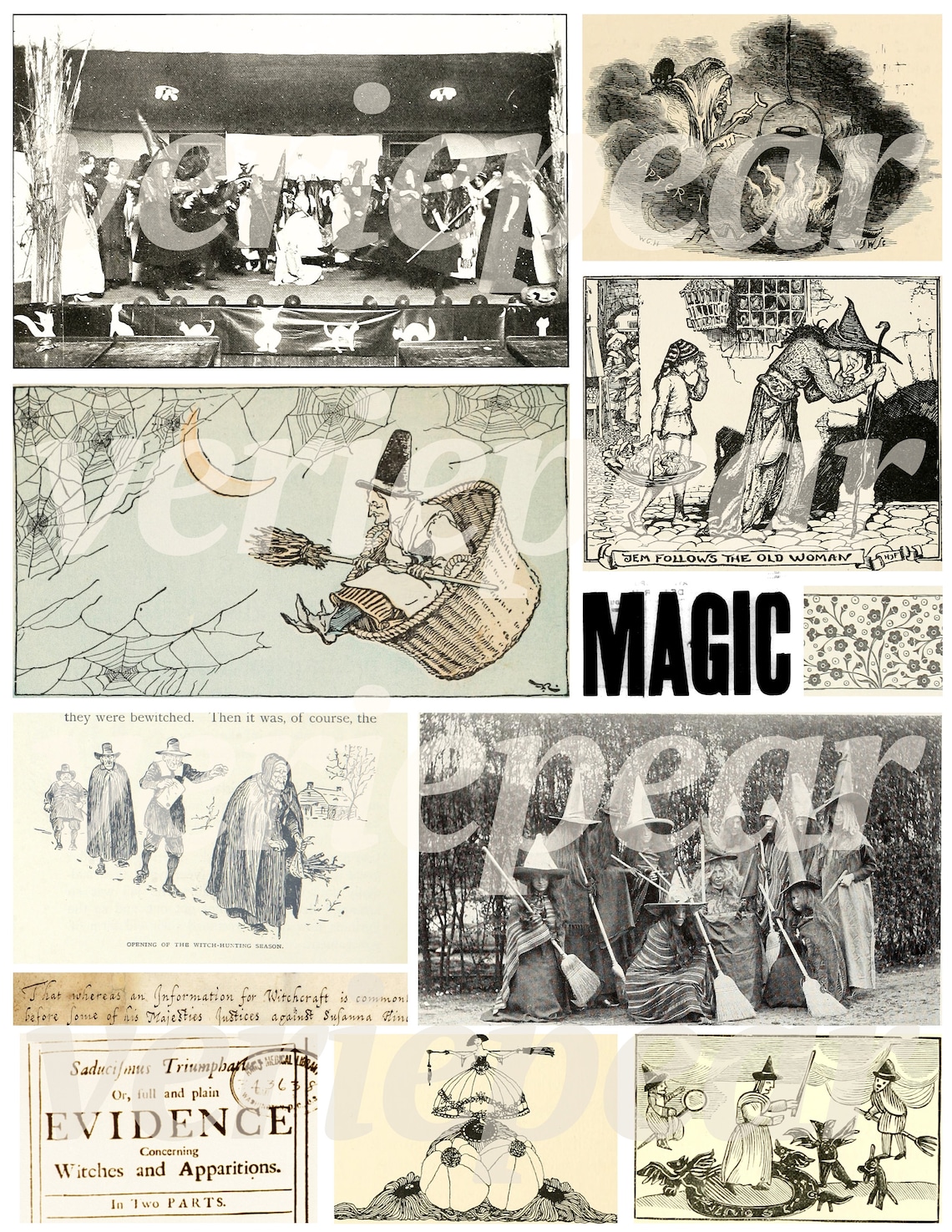 Vintage Witch Ephemera 60 Pc Witchy Junk Journal - Etsy