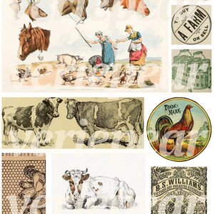Vintage Farm Ephemera | 40+ Pc | Digital Collage Sheet, Printable ...