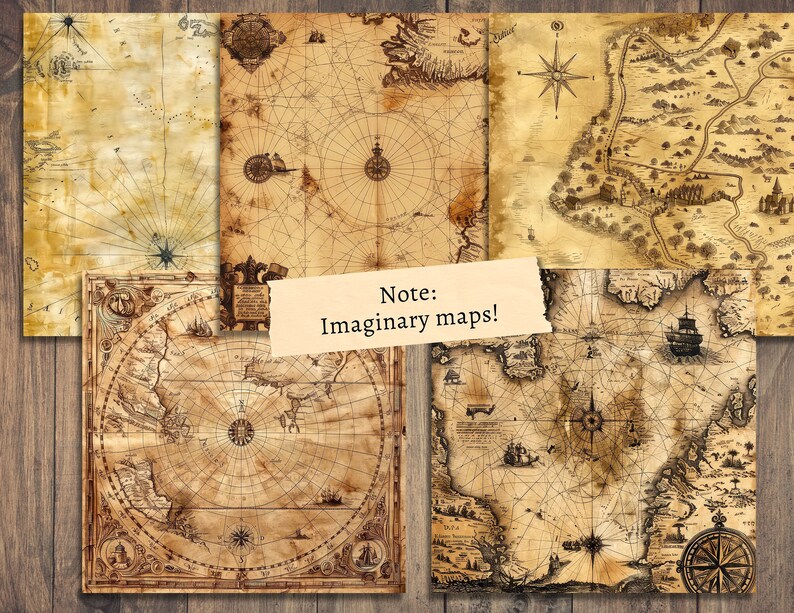 Old Maps Digital Papers, Vintage Junk Journal Pages, Scrapbook ...