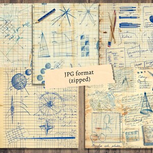 Old School Notes Digital Papers, Vintage Junk Journal Pages, Scholar ...