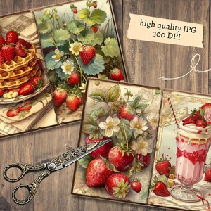Strawberry Junk Journal Pages, Digital Scrapbook Paper, Printable ...