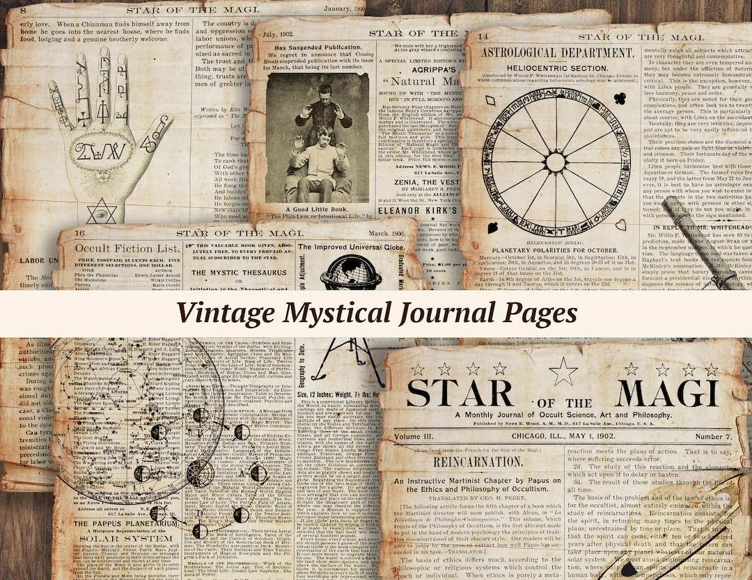 Mystical Vintage Journal Pages | Digital Celestial Junk Journaling ...