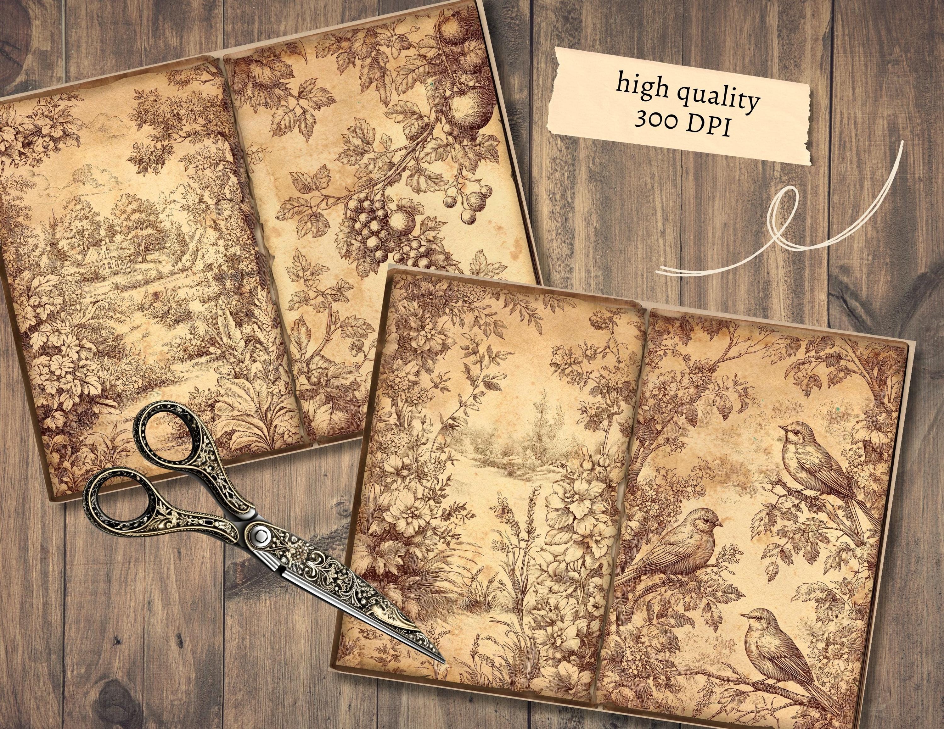 Toile De Jouy Junk Journal Pages, Digital Scrapbook, French Paper Kit ...