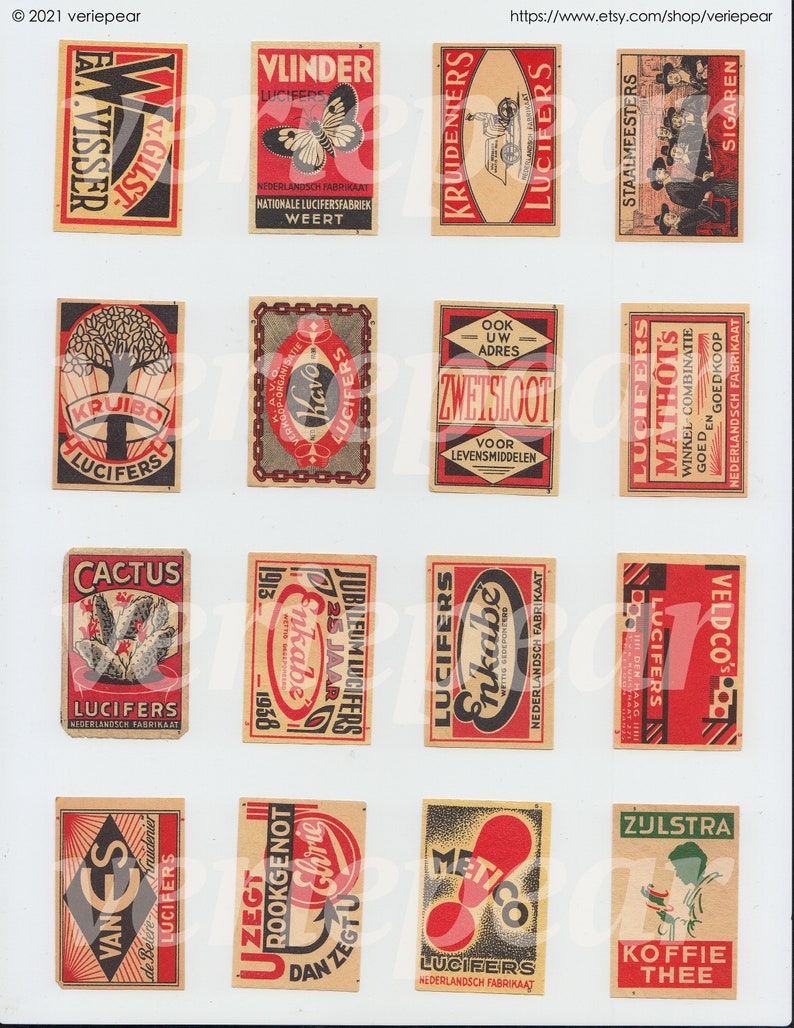 Vintage Matchbox Labels 48x Red Printable Ephemera Match - Etsy