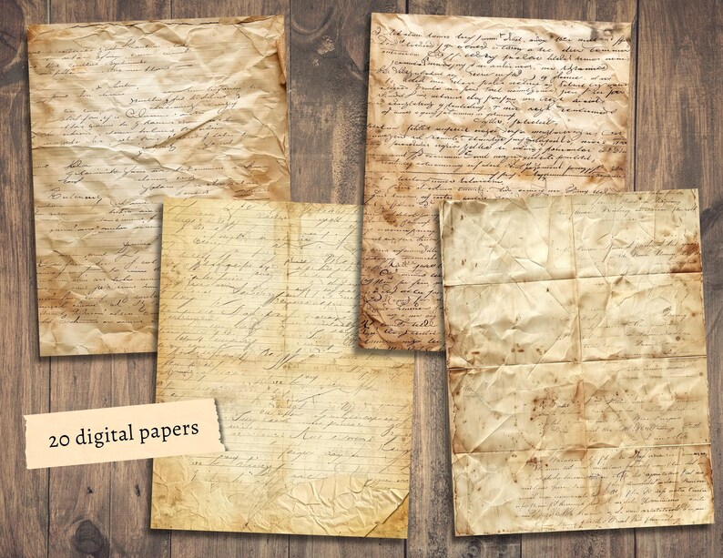 Handwritten Letters Digital Papers, Neutral Scrapbook Kit, Handwriting ...