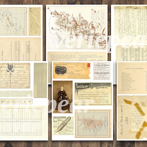 Vintage Junk Journal Ephemera Pack | 50 Pages | Printable Collage Sheet ...