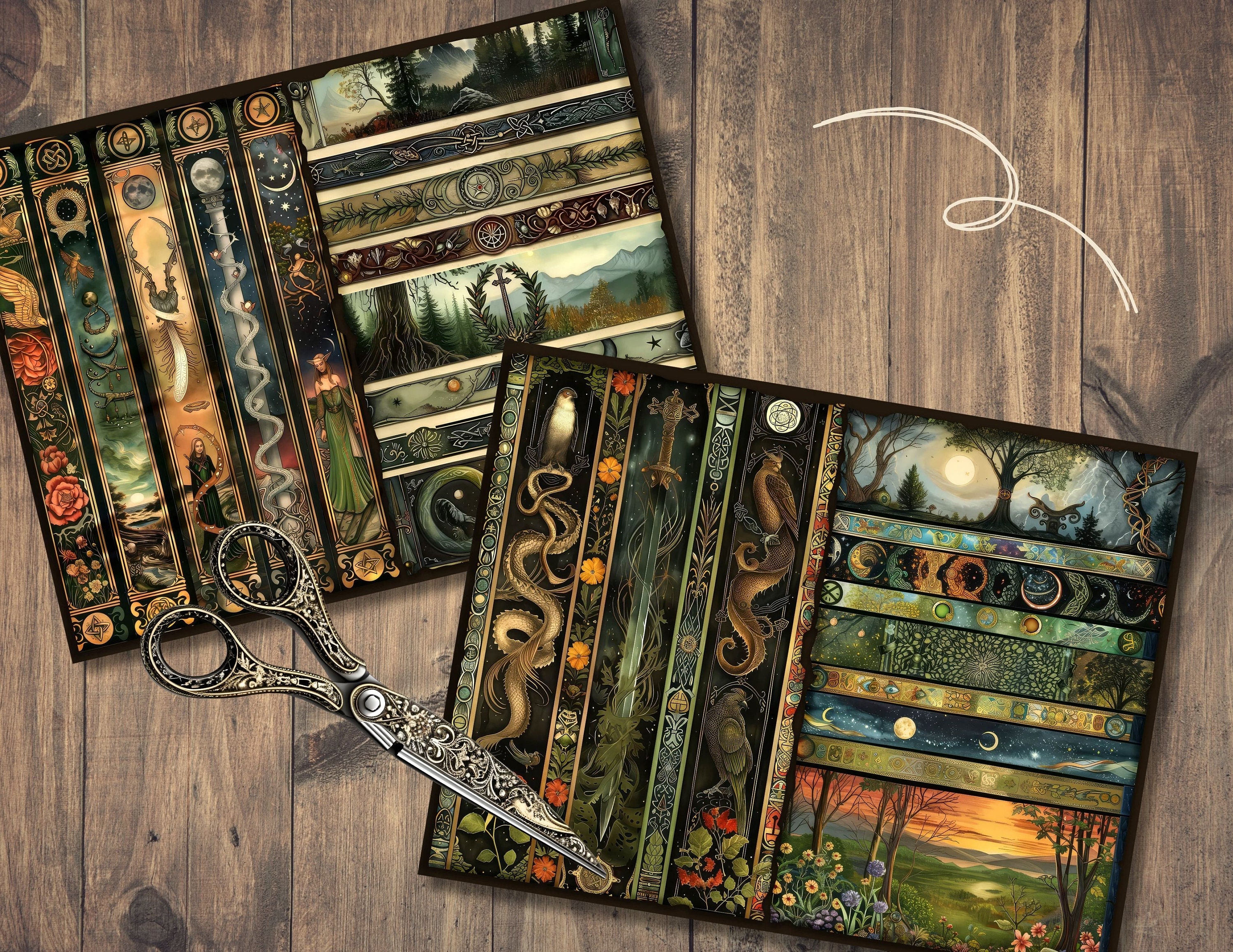 Sacred Pagan Junk Journal Pages, Digital Scrapbook Paper Kit, Mystic ...
