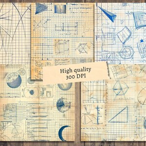 Old School Notes Digital Papers, Vintage Junk Journal Pages, Scholar ...