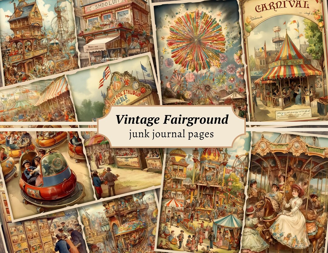Vintage Fairground Junk Journal Pages, Digital Fair Scrapbook Kit ...