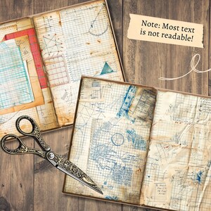 Old School Notes Junk Journal Pages, Digital Scrapbook Paper Kit, Study ...