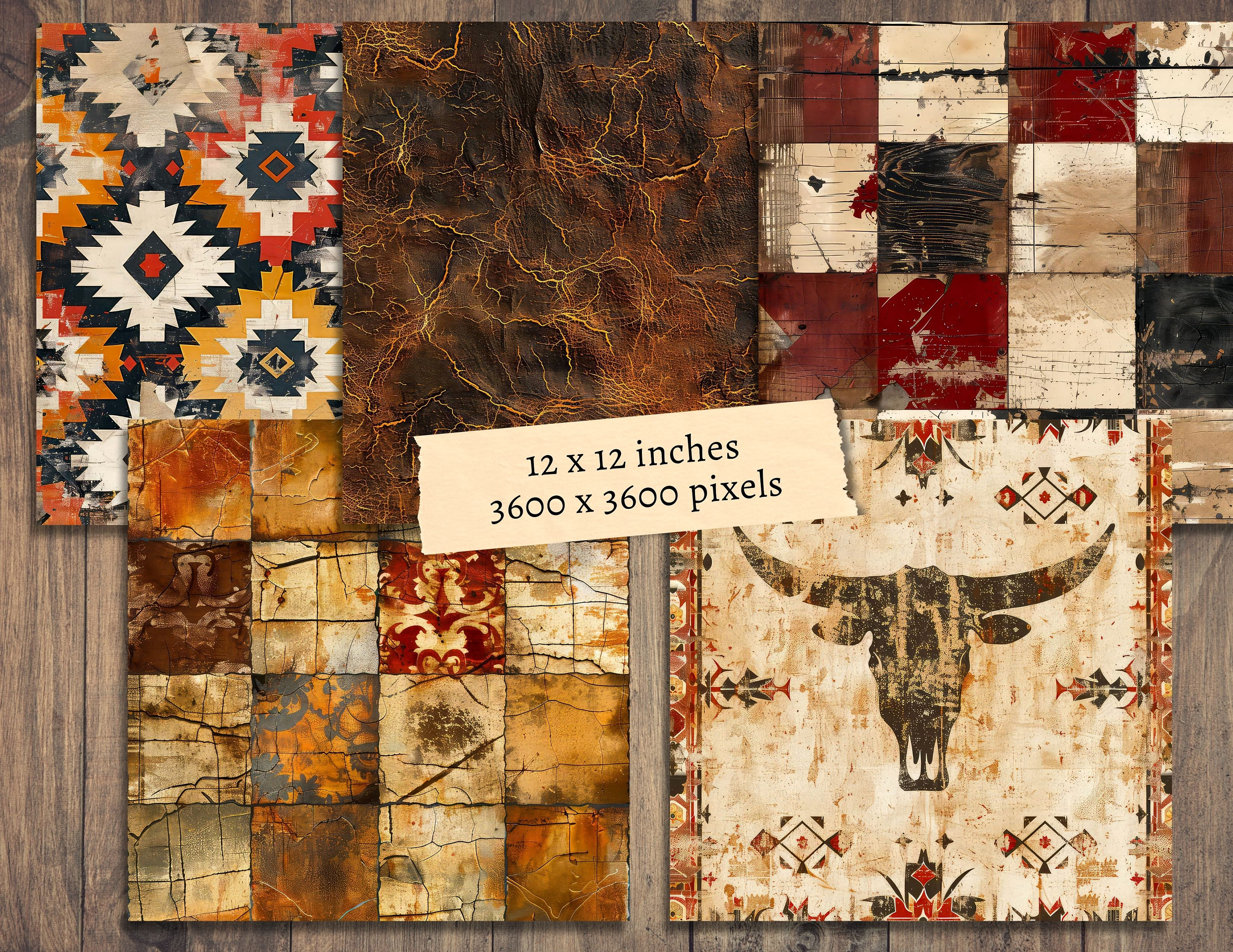 Wild West Textures Seamless Digital Papers, Scrapbook Background Kit ...