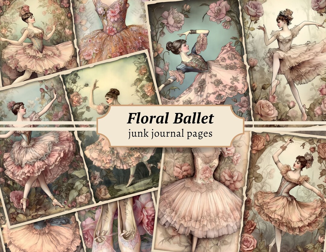 Ballet Junk Journal Pages, Digital Floral Collage Sheet, Printable ...