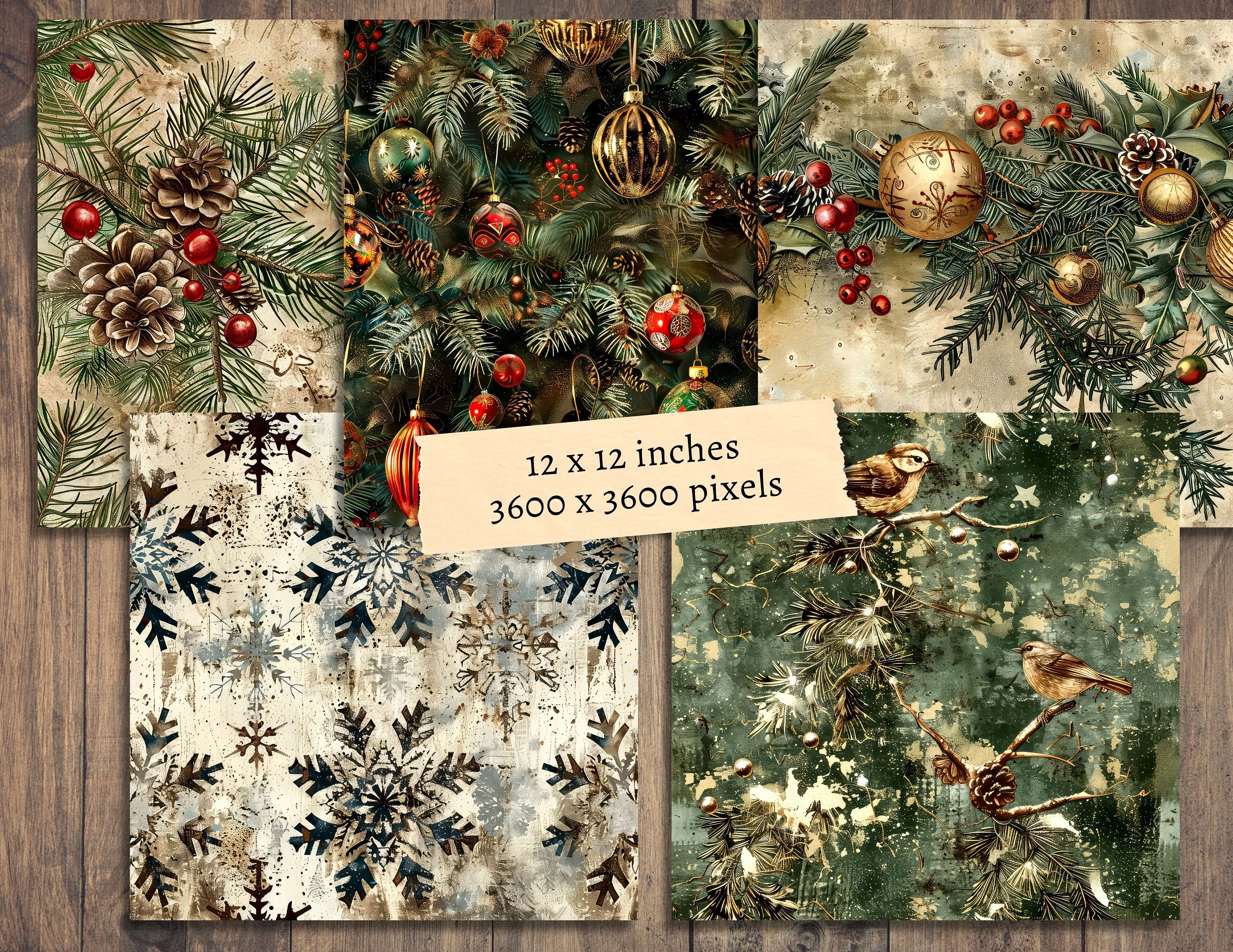 Christmas Digital Papers, Scrapbook Backgrounds, Winter Holidays ...