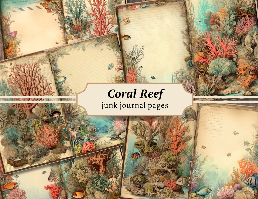 Coral Reef Junk Journal Pages, Digital Scrapbook Paper Kit, Ocean ...